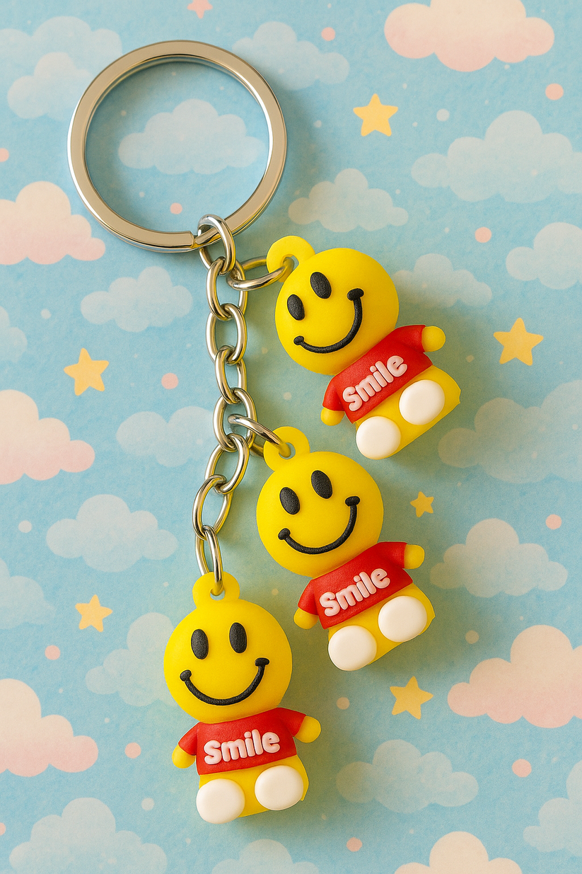 Smiley Face Keychain – Triple Charm Edition K-9
