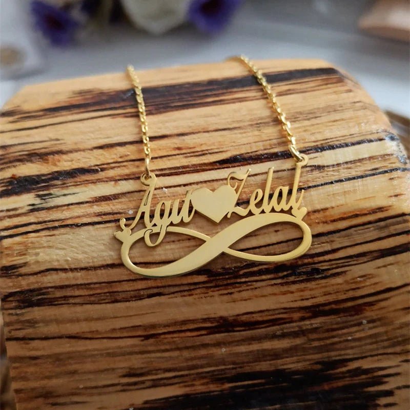 Infinity Love Heart Couple Name Pendant
