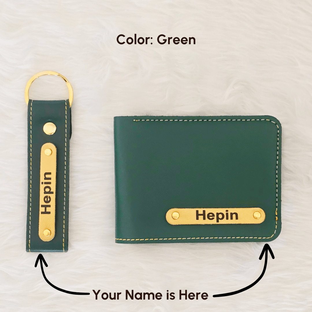 Premium Green Wallet And Keychain Combo