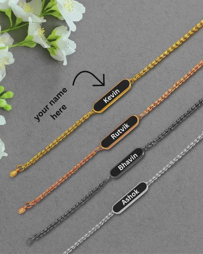 Personalized Name Bar Bracelet – Custom Engraved | 4 Premium Colors